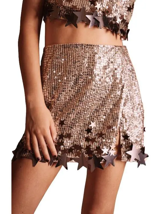Nasty Gal Embellished Star Trim Mini Skirt - Silver
