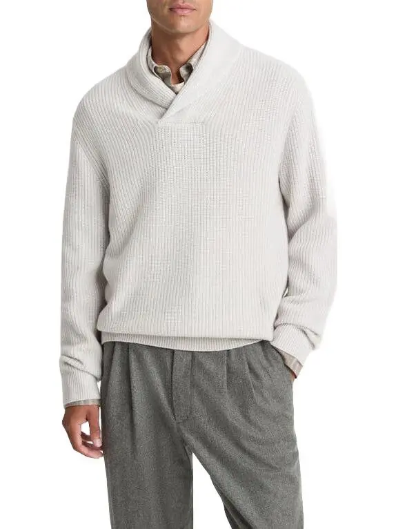 Vince Shaker Stitch Wool & Cashmere Sweater - Heather White