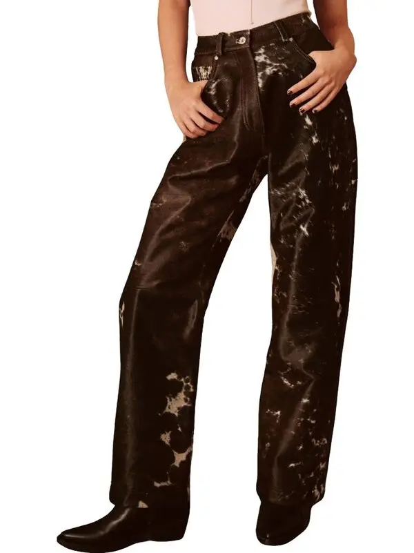 Nasty Gal Cow Hide Leather Trousers - Animal