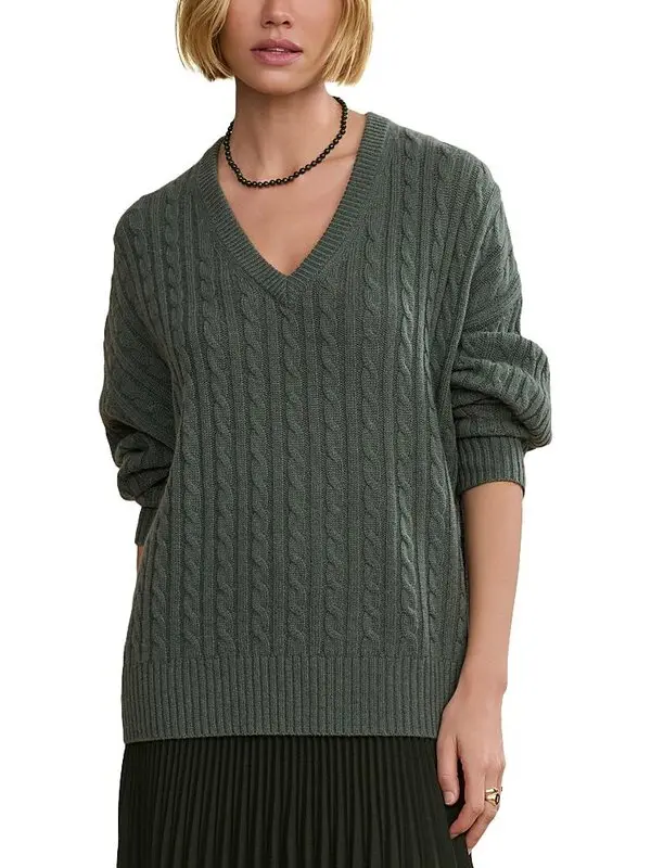 Jenni Kayne Nell V-neck Wool Cashmere Sweater - Pine