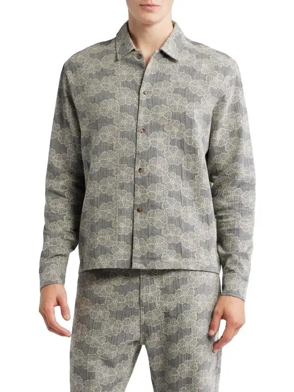 RIZORT Trevor Floral Cotton Blend Button-up Shirt - Grey