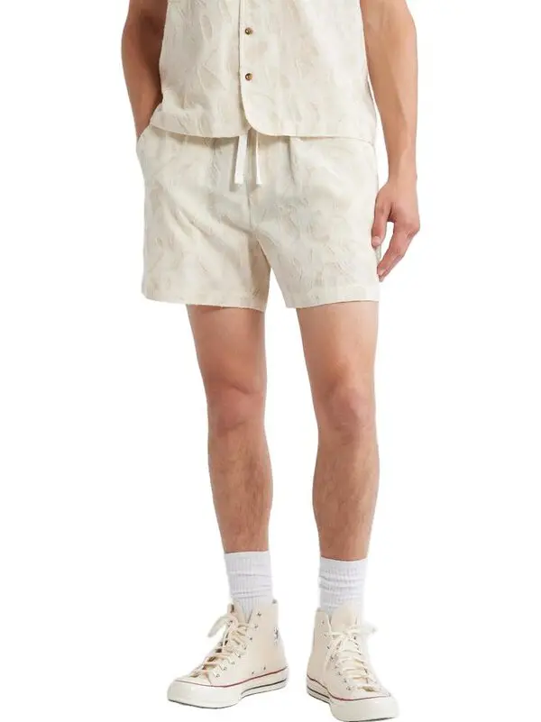 RIZORT Cotton-linen Blend Drawstring Shorts - Cream