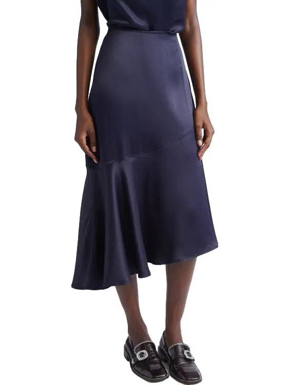 WALES BONNER Solstice Asymmetrical Midi Skirt - Navy