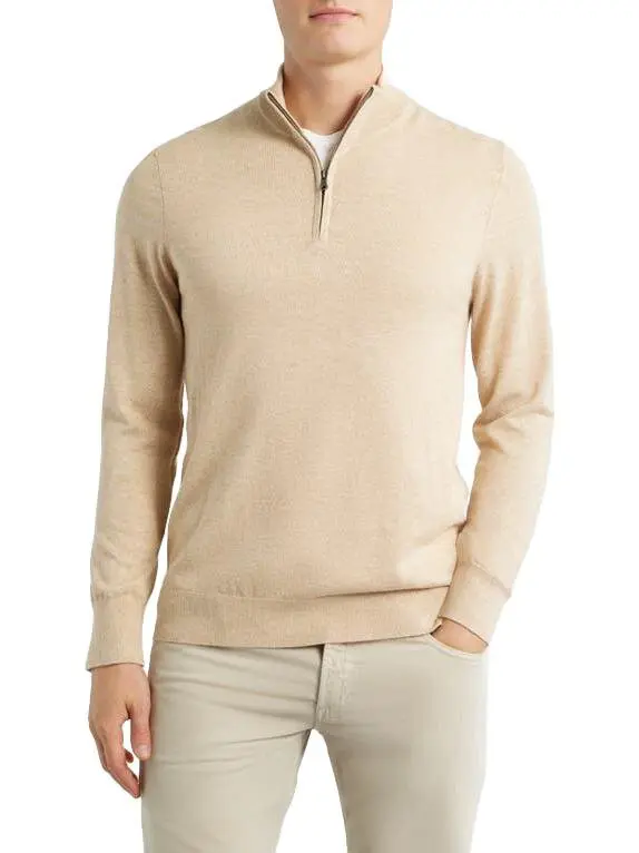 Mizzen+main Heritage Quarter Zip Sweater - Khaki Heather