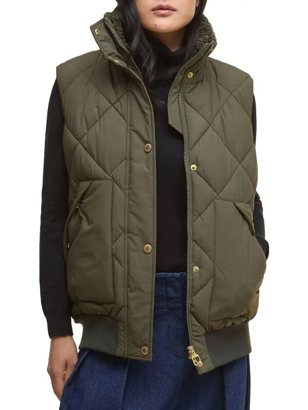 Barbour Diamond Quilted Puffer Vest - Olive/ancient Tartan