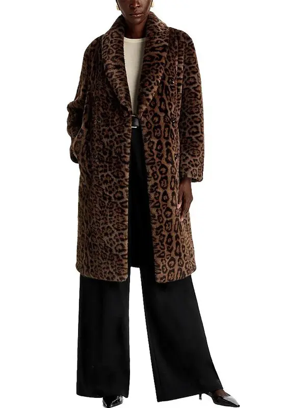 Elie Tahari Bianca Faux Fur Coat - Animal Print