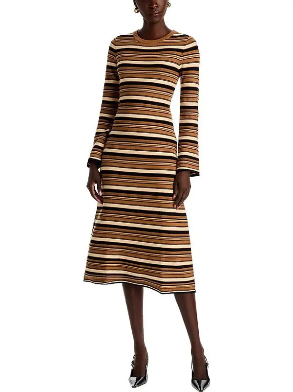Elie Tahari Cammie Stripe Dress - Camel Crow