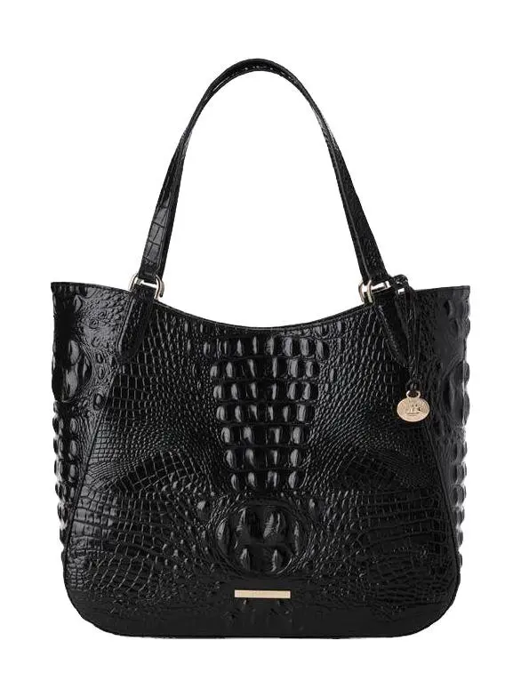 Brahmin Aliza Croc Embossed Leather Tote - Black Melbourne