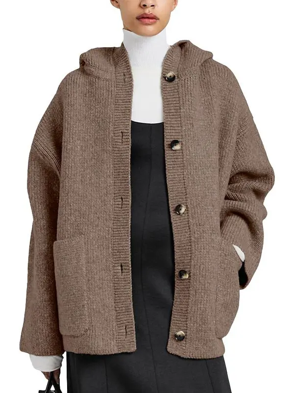 Proenza Schouler White Label Nelly Wool Hooded Jacket - Walnut Melange