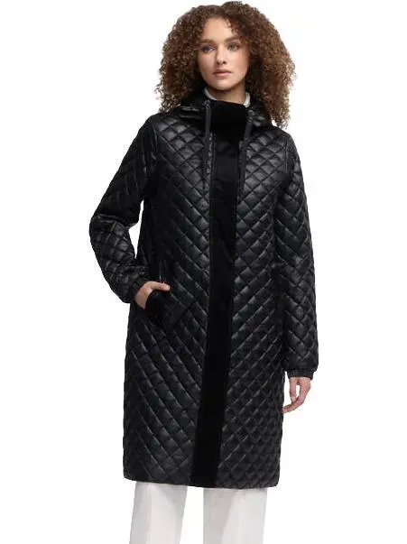 Pajar Diamond Quilted Longline Shacket - Black