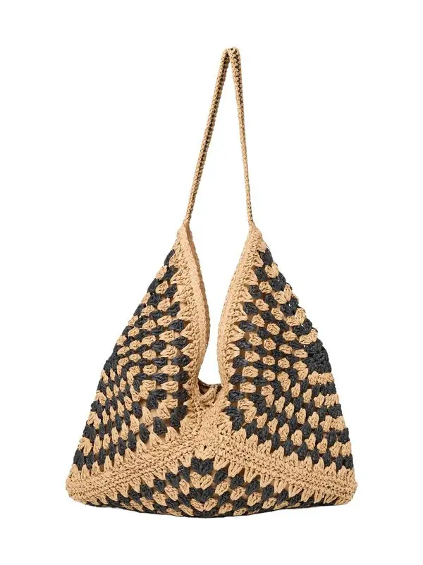 L*Space Coastline Crochet Beach Bag - Natural/black