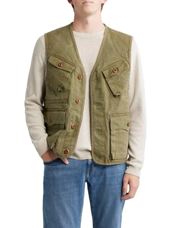 SCHOTT Stonewashed Compound Cotton Vest - Olive