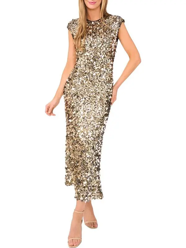 Ted Baker London Lea Sequin Dress - Pale Gold