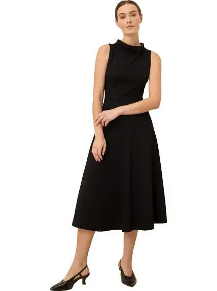 PACT Fit & Flare Cowl Neck Dress - Black