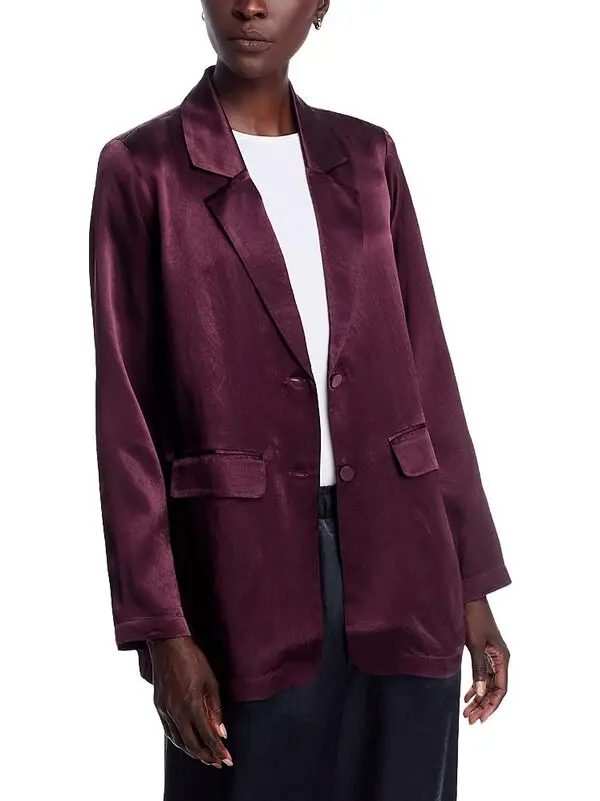 Eileen Fisher Crinkled Satin Blazer - Wine