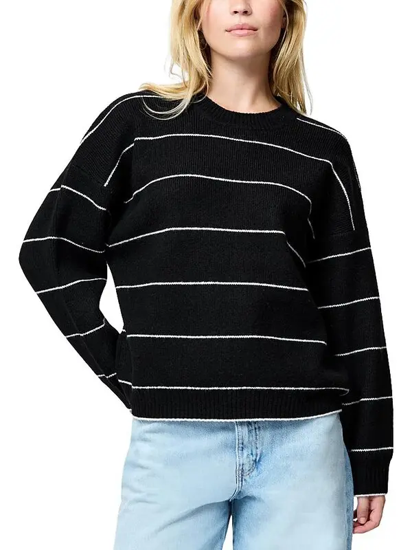 French Connection Riddley Crewneck Sweater - Black/porcelain Cream