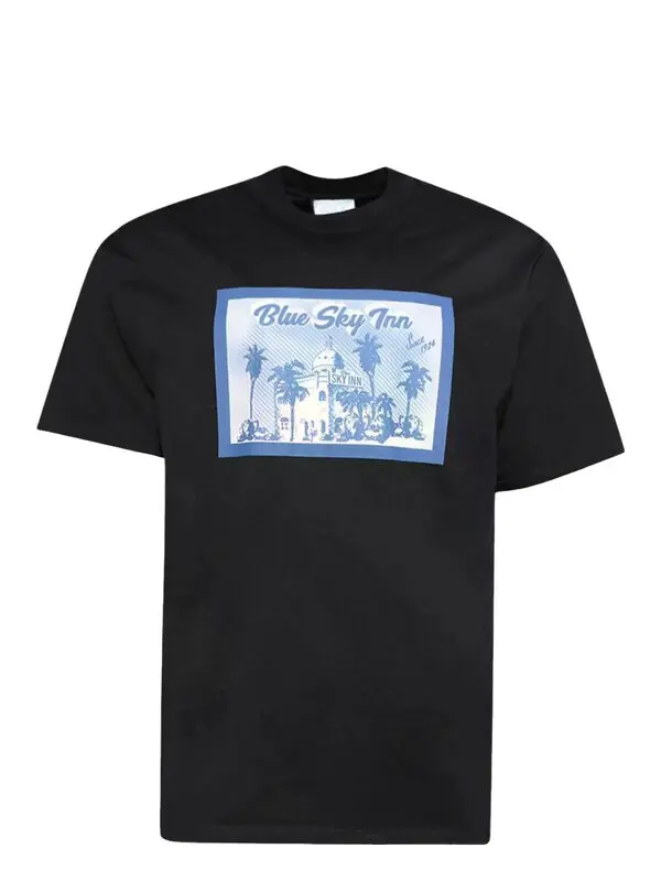 BLUE SKY INN Postcard T-shirt - Black