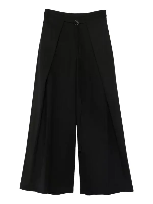 ELEH Pleated Wide-leg Trousers - Black