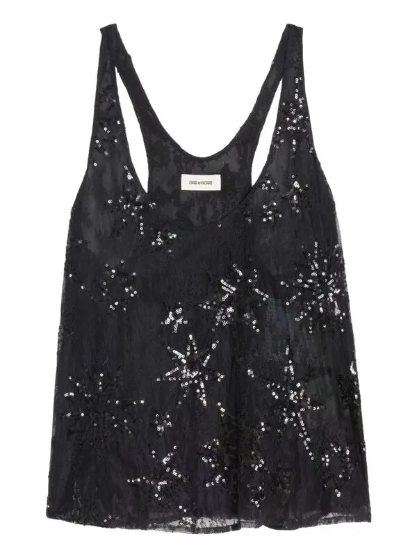Zadig&Voltaire Tarysa Lace Sequin Top - Black
