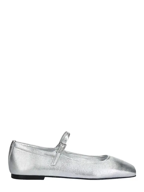 KENNEL&SCHMENGER Buckle-strap Square-toe Ballet Flats - Silver