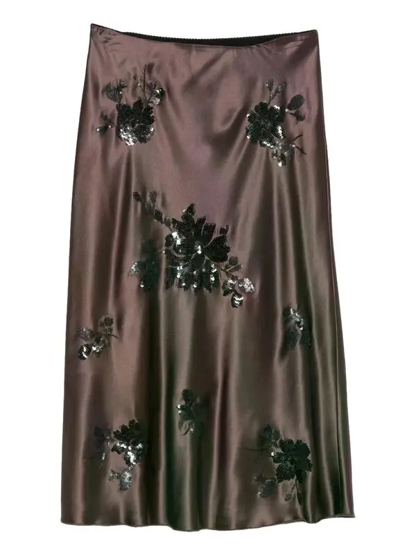 ERMANNO FIRENZE Sequin-embellished Straight Skirt - Brown
