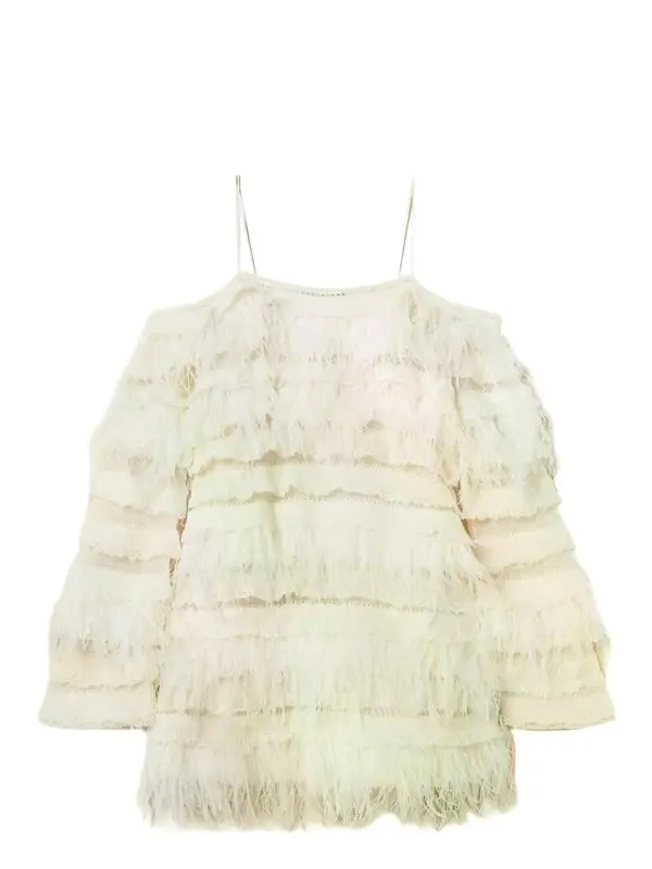 TWINSET Off-shoulder Feather-detail Dress - White