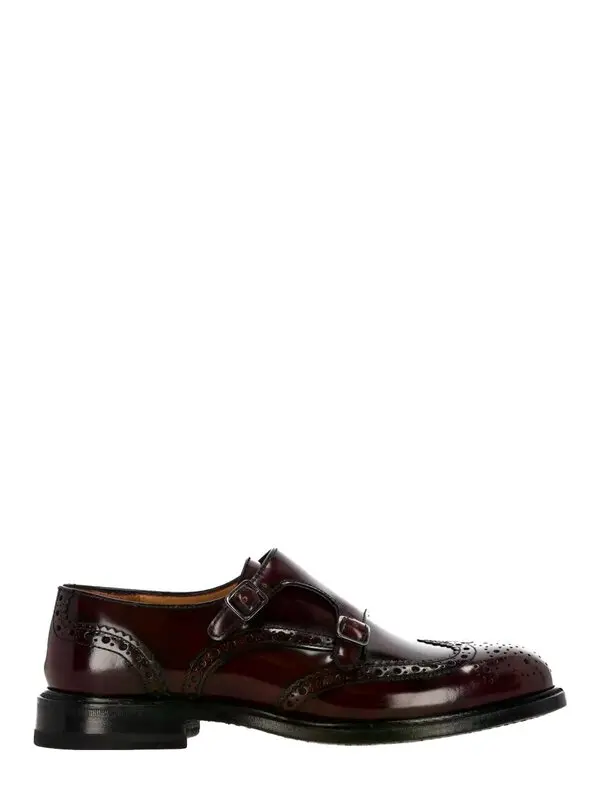 ORTIGNI Leather Monk Shoes - Red