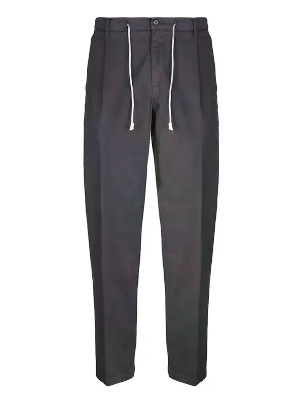 Eleventy Pleated Drawstring Tapered Trousers - Black