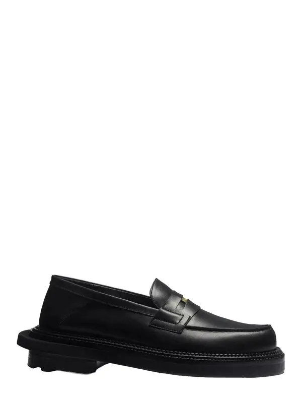 J.M. WESTON Stitching Leather Loafers - Black
