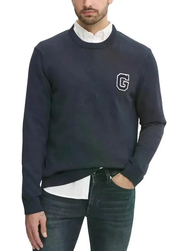 Gant Logo-appliqué Crew-neck Sweater - Blue