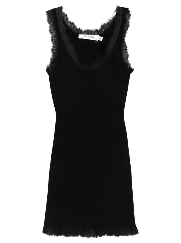 AYA MUSE Lace-trim Mini Dress - Black
