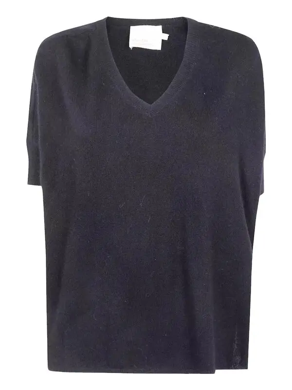 ABSOLUT CASHMERE V-neck Short Sleeve Sweater - Black