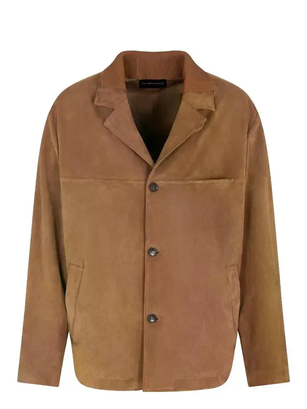 Emporio Armani Button-fastening Suede Jacket - Neutrals