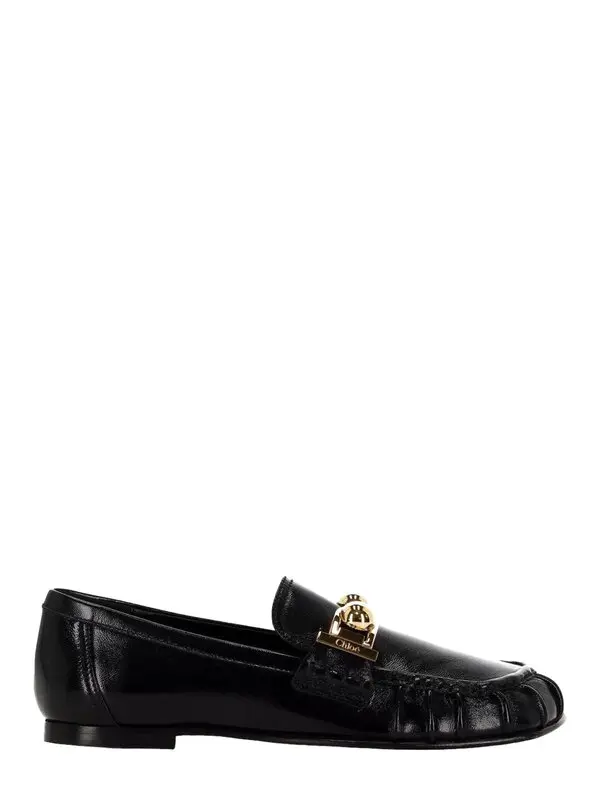 Chloé Asymmetric Metallic-milles Loafers - Black