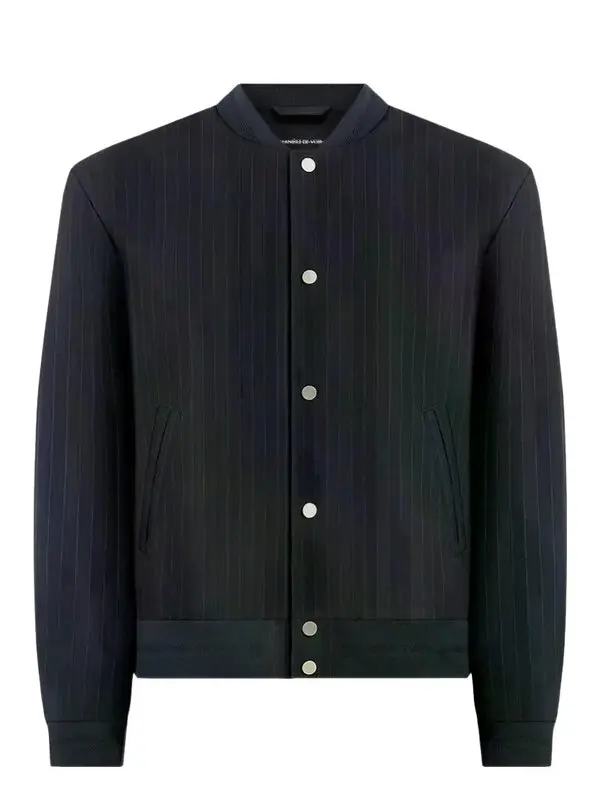 Manière De Voir Pinstripe Bomber Jacket - Blue
