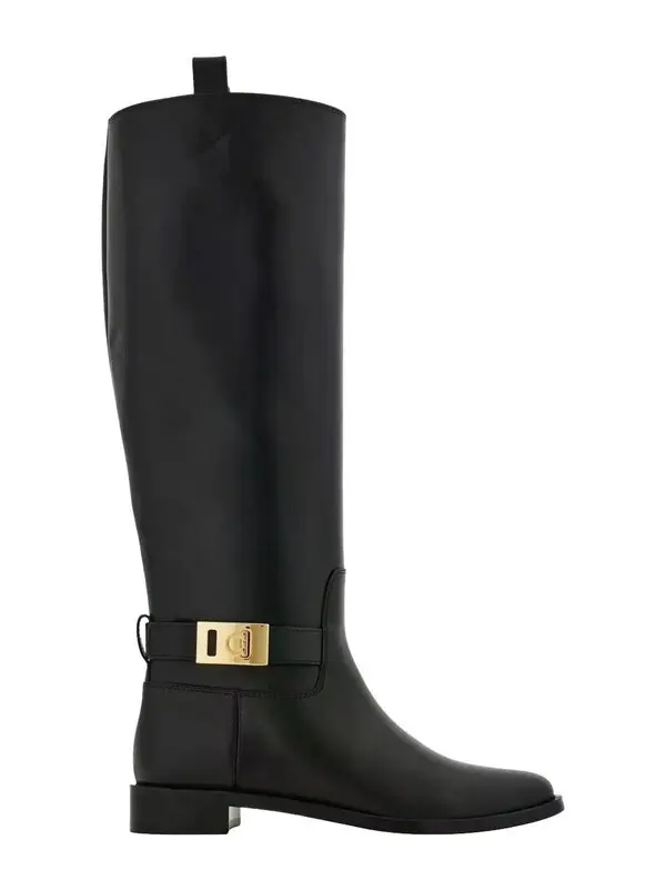 FERRAGAMO Hug Buckle Knee-high Boots - Black