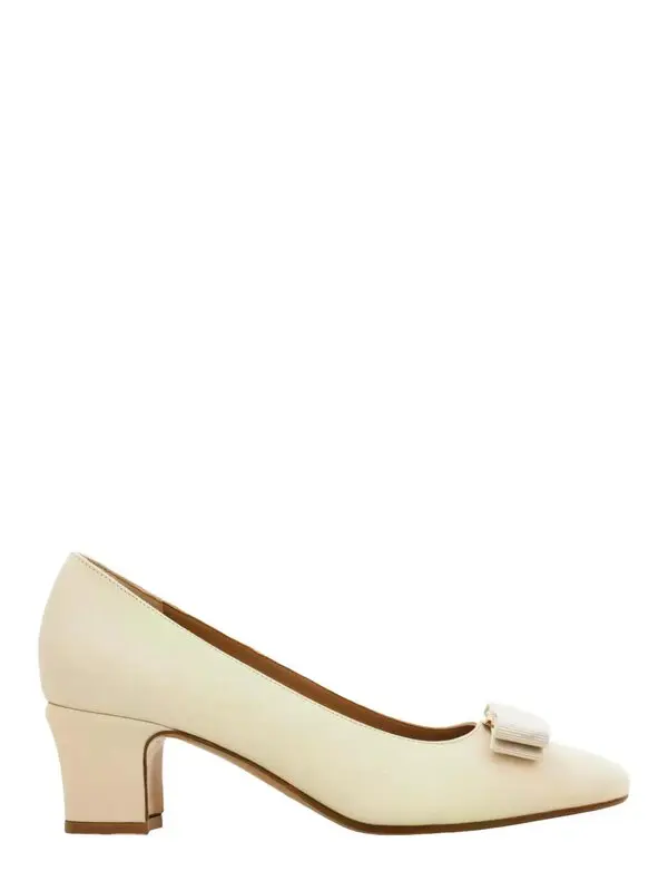 FERRAGAMO 50mm Vara Bow Block Heel Pumps - White