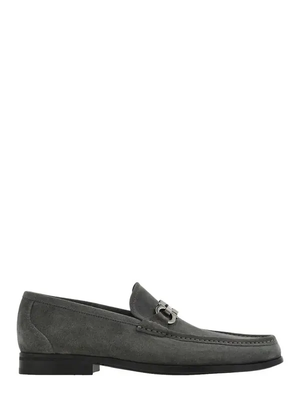 FERRAGAMO Gancini-buckle Loafers - Grey