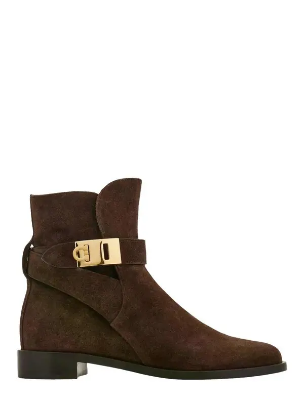 FERRAGAMO Hug Buckle-strap Ankle Boots - Brown
