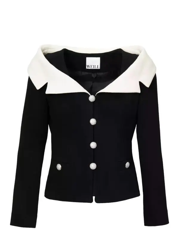 WEILL Bardot Neck Button Jacket - Black