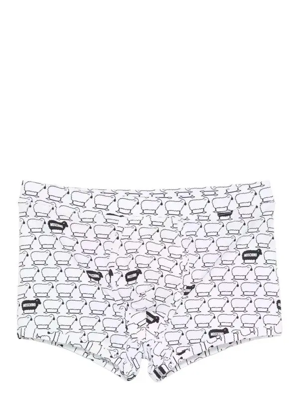 Moschino Sheep-print Swim Shorts - White