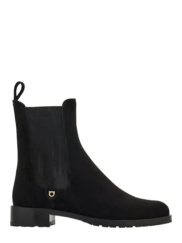 FERRAGAMO Suede Chelsea Boots - Black