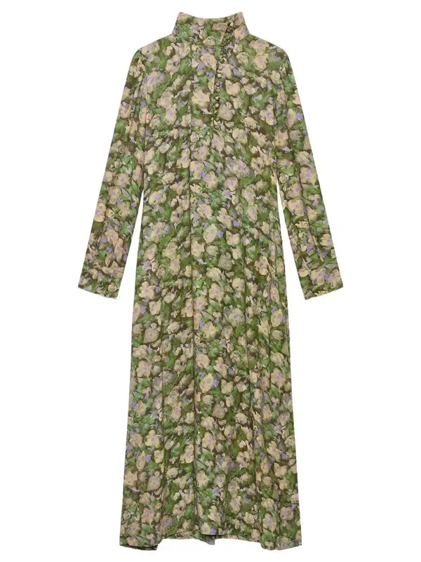 Malìparmi Floral-print Mock-neck Midi Dress - Green