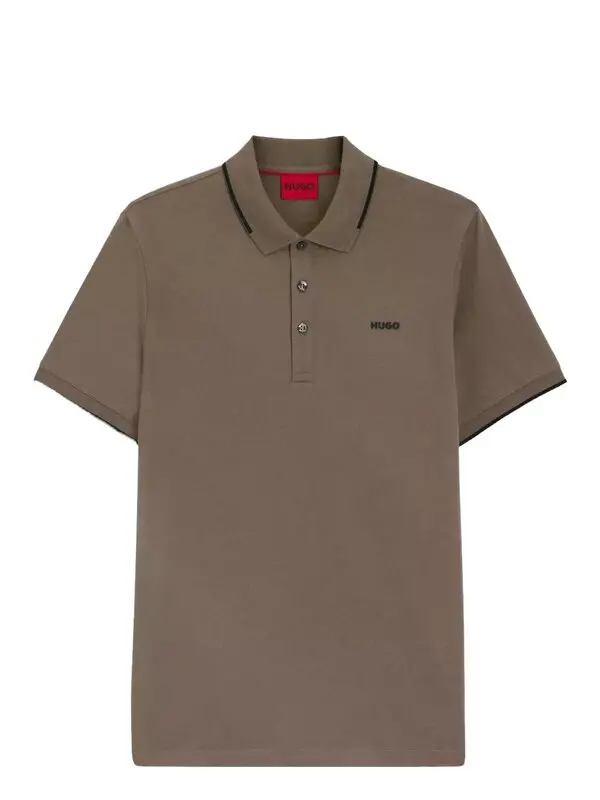 Hugo Tipped-collar Cotton Polo Shirt - Brown