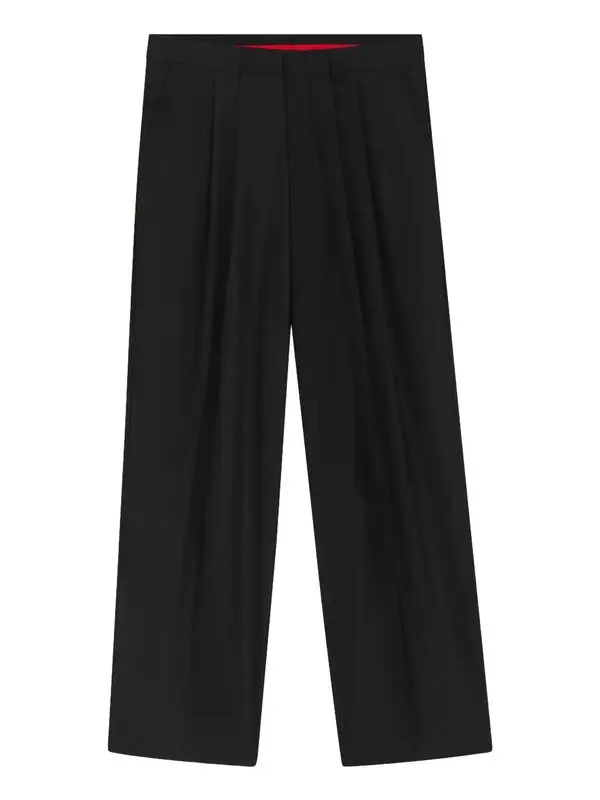 Hugo Boss Pleated Wool Trousers - Black