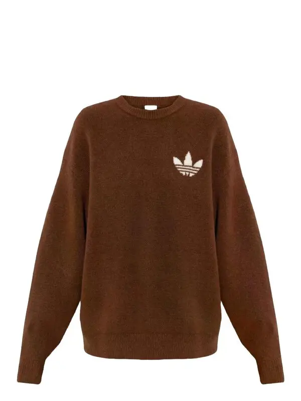 Adidas Crew-neck Logo Sweater - Brown
