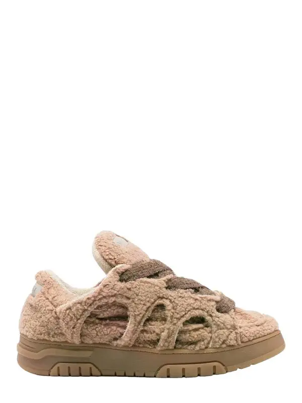 SANTHA Cut-out Faux-fur Sneakers - Neutrals
