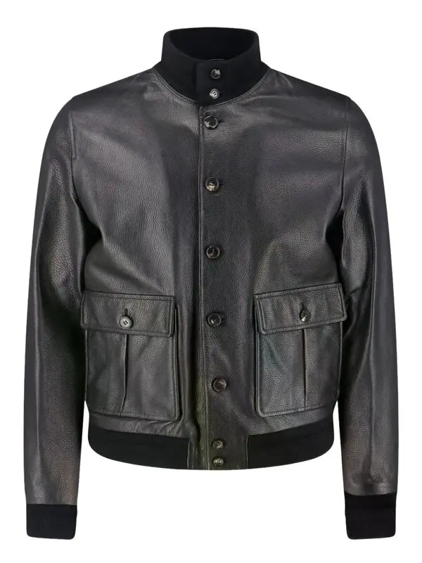 VALSTAR Leather Bomber Jacket - Black