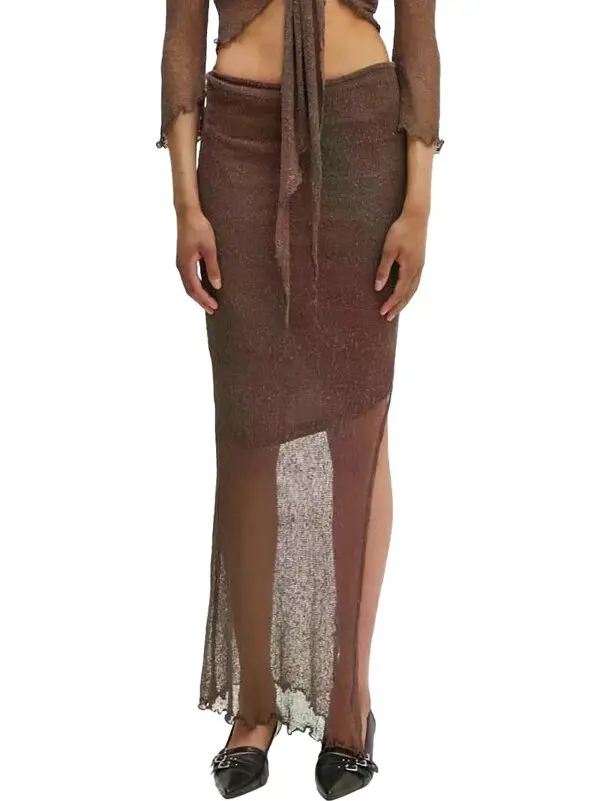 RÉSUMÉ Tie-front Cardigan And Skirt Set - Brown