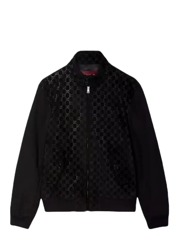 Gucci Gg-pattern Suede Bomber Jacket - Black